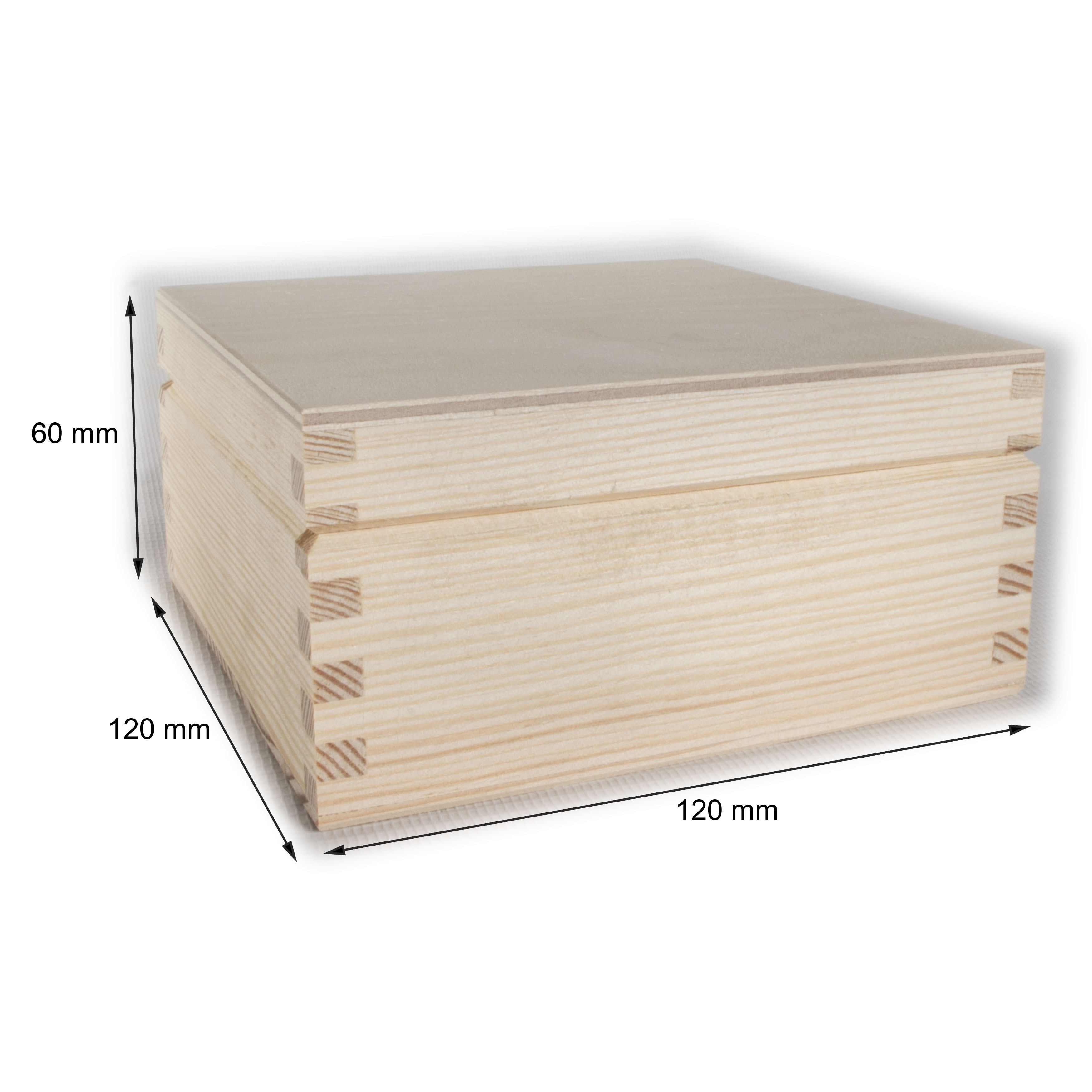 Small Square Wooden Box 12 x 12 x 6 cm / Plain Pine for Storage Craft ...