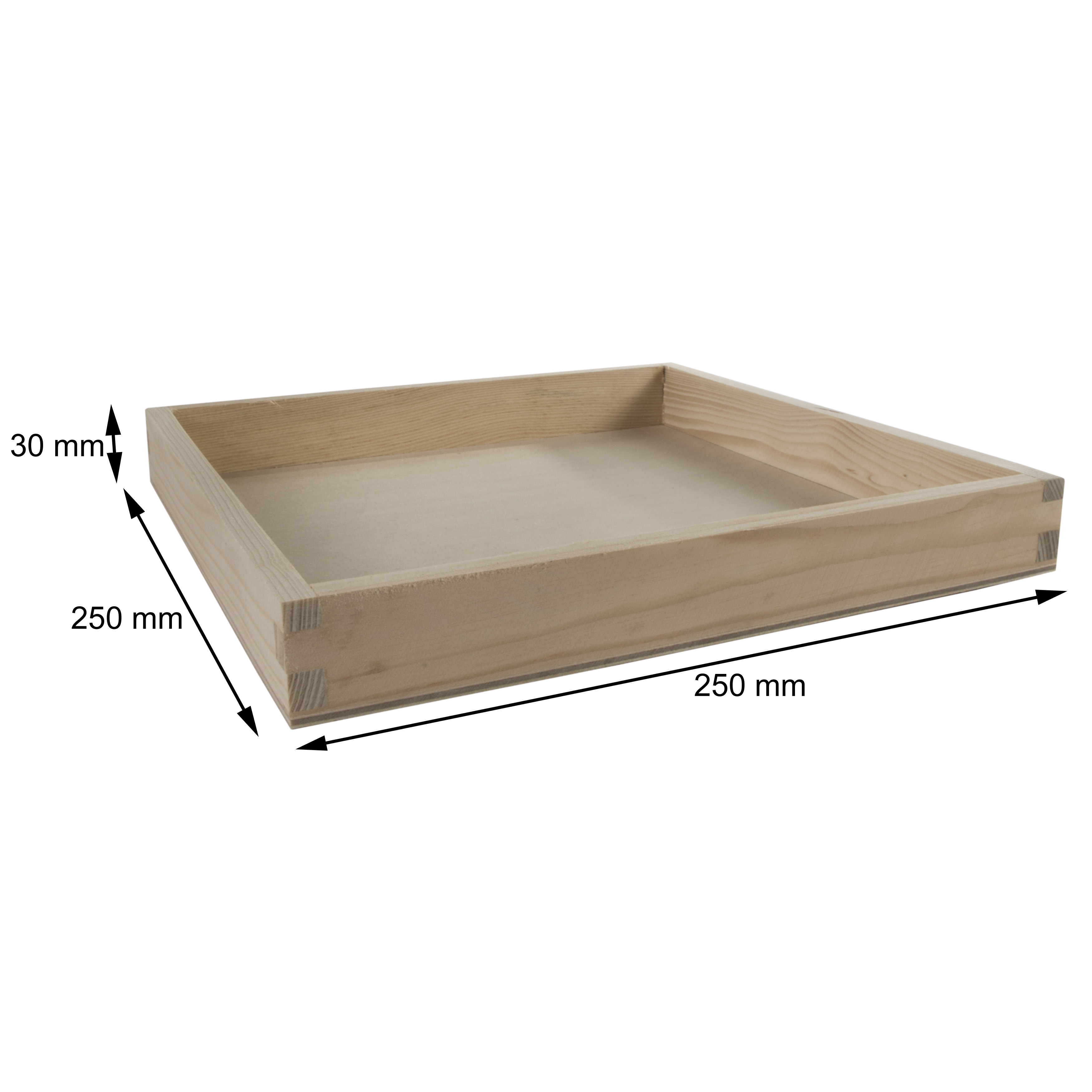 Square Shallow Pine Tray Box Organiser | 25 x 25 x 3 cm | Plain ...