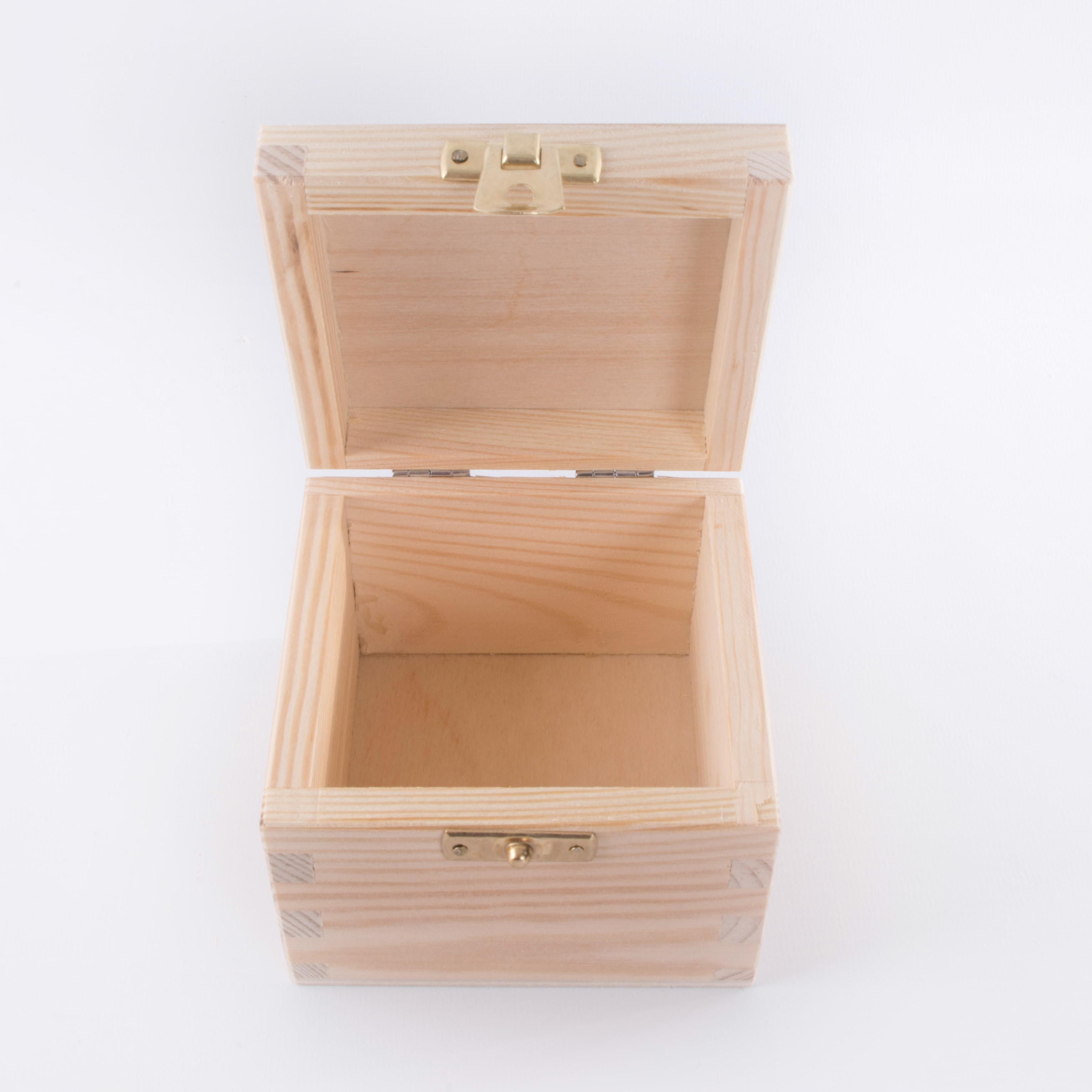 Small Square Pine Hinged Wooden Box With Lid & Clasp / Trinket Keepsake ...