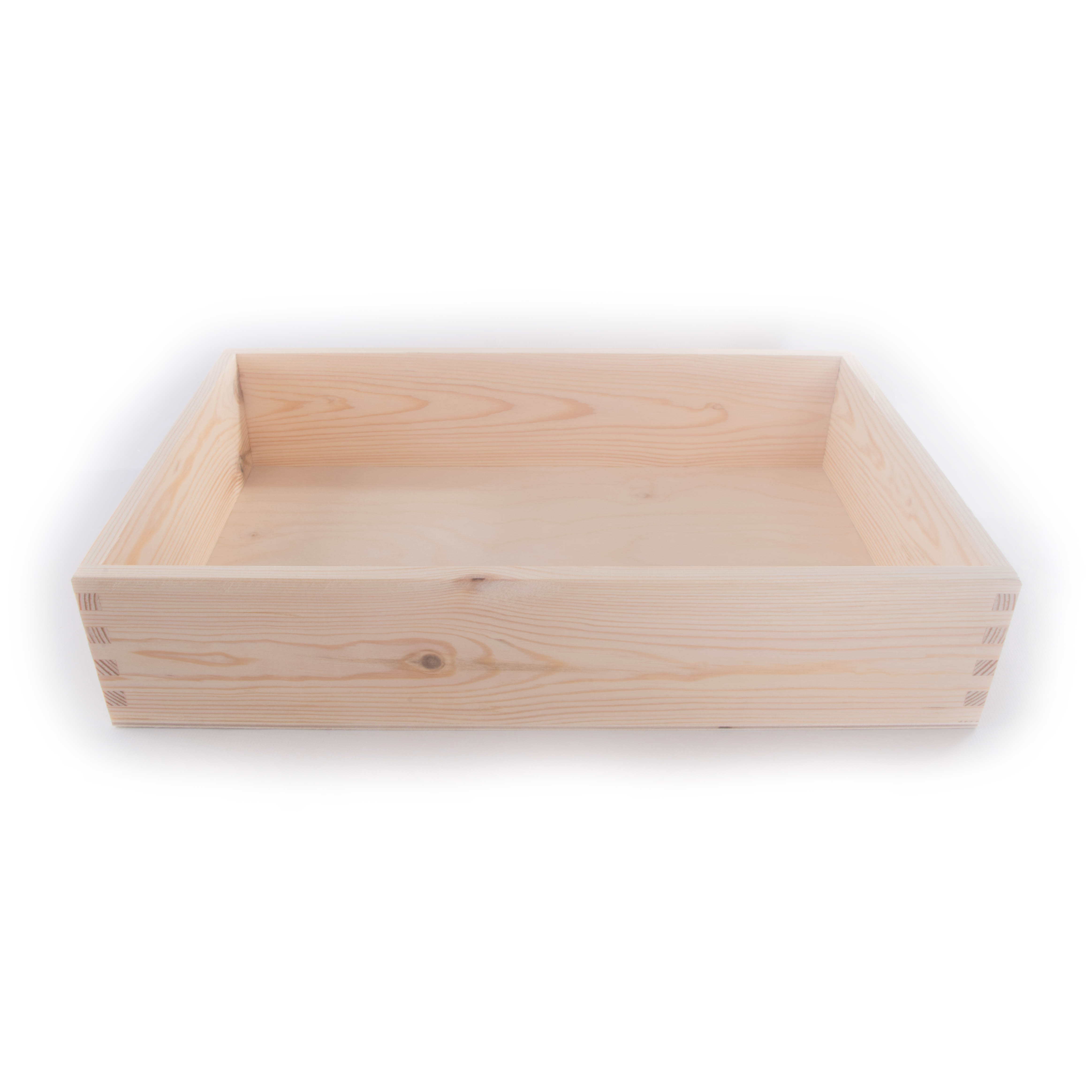 Large Rectangular Wooden Open Top Box / 36x23.5x7.5cm Pine Non-Lidded ...