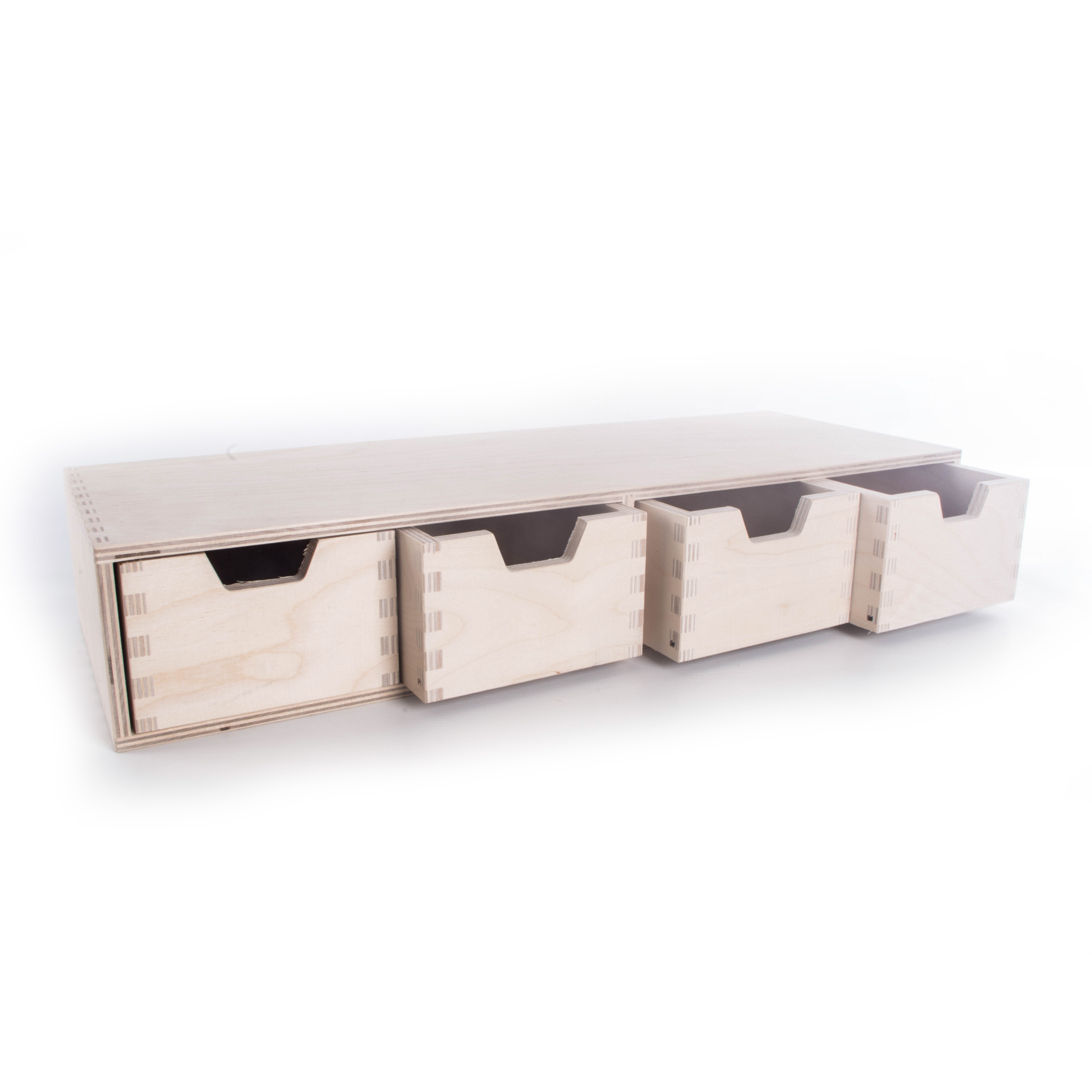 Four Drawers Horizontal Plain Wooden Storage Box / Craft Wood Chest ...